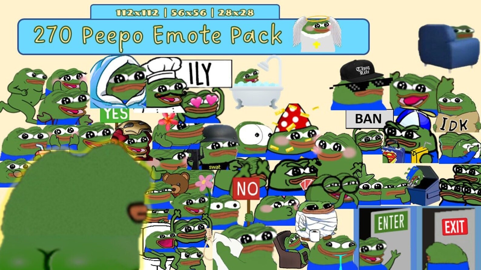 270 Peepo Emotes Mega Pack Twitch Emotes Discord Emotes Text Emotes for ...