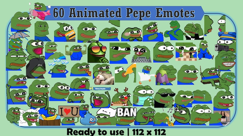 60 Animated Pepe Emotes Pack for Twitch and Discord 1 - Etsy