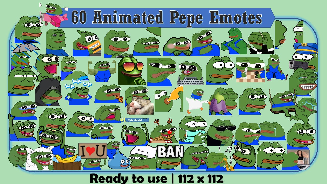 60 Animated Pepe Emotes Pack for Twitch and Discord 1 - Etsy Canada