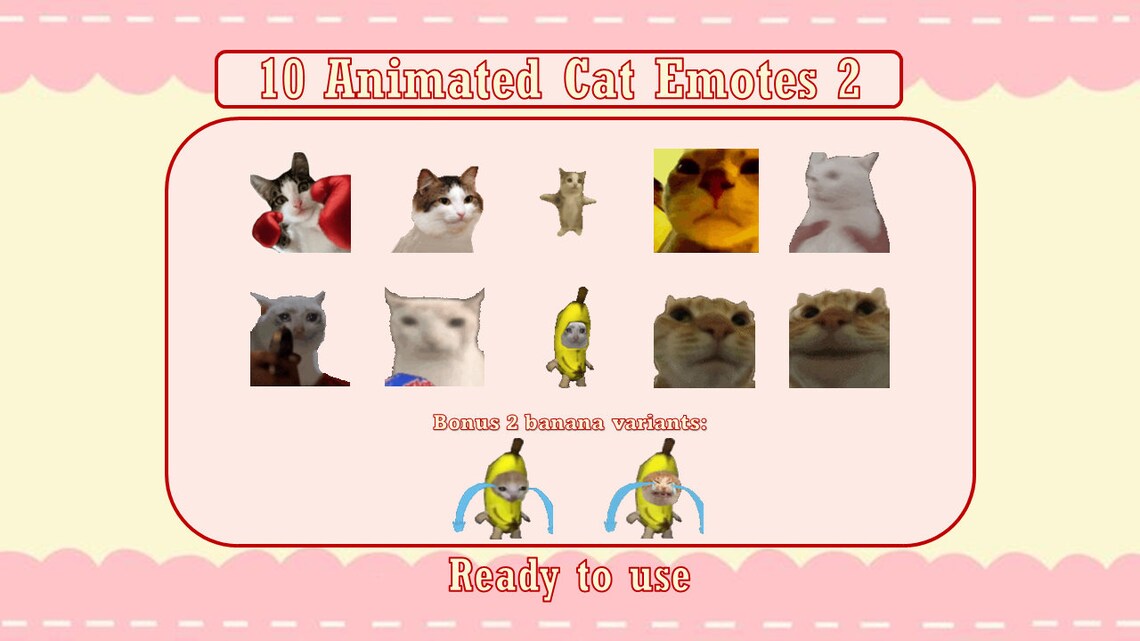10 Popular Animated Cat Emotes Pack 2 (with Bonus!) | Happy Happy Cat ...