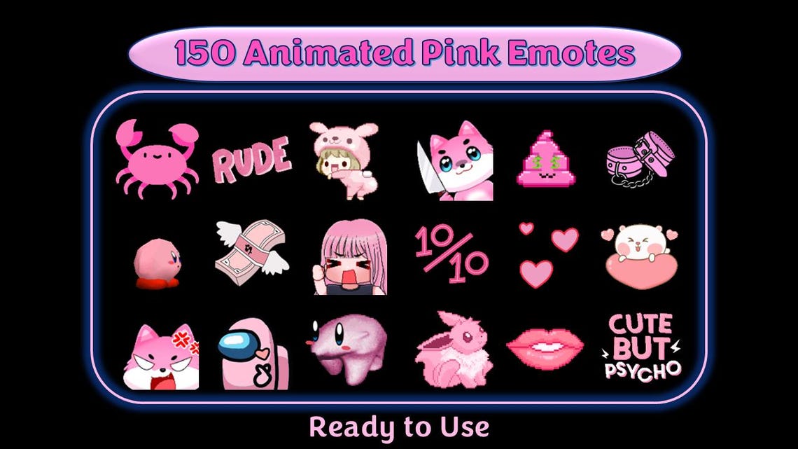 150 Animated Pink Emotes Pack | Twitch Emotes | Discord Emotes | Cute ...