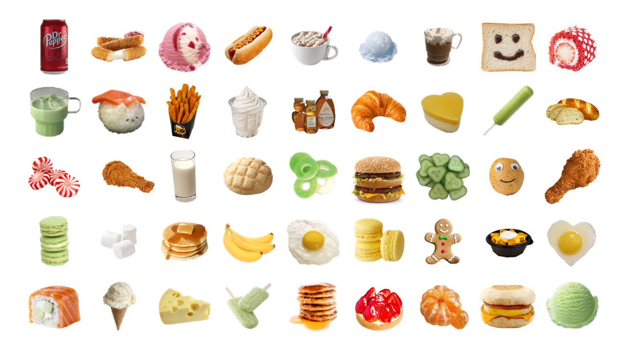 140 Static Food & Drink Emote Pack Realistic Twitch Emotes Discord ...