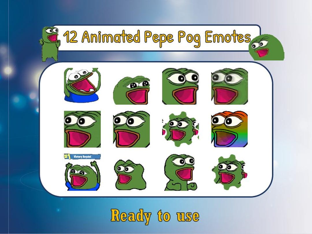 12 Animated Pepe Pog Emotes Pack + 2 Bonus | Twitch Meme Emotes ...