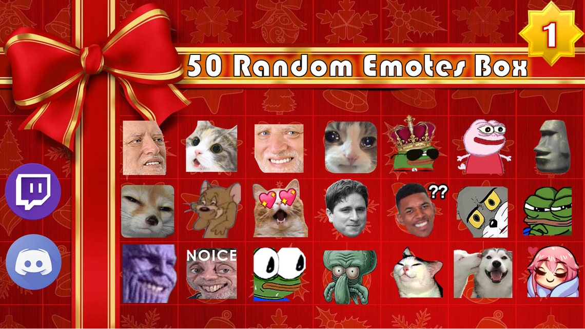 50 Random Emotes Box 1 Twitch Meme Emotes Discord Emotes Emotes for ...