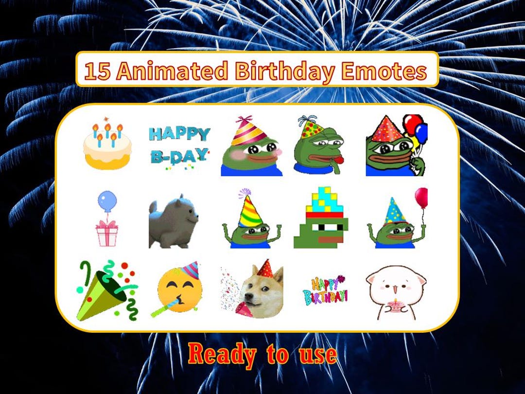 15 Animated Birthday Emotes Pack | Twitch Emotes | Discord Emotes ...