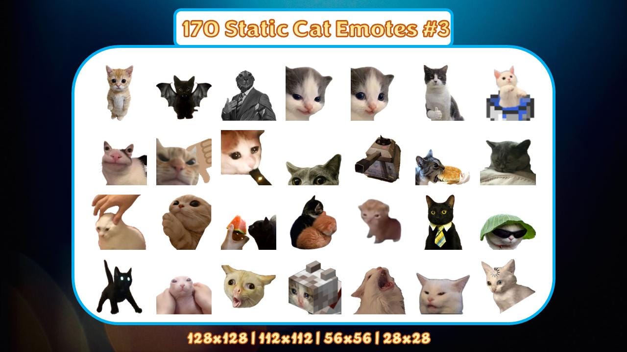 170 Cat Emotes Pack #3 | Twitch Emotes | Discord Emotes | Cute Cat ...