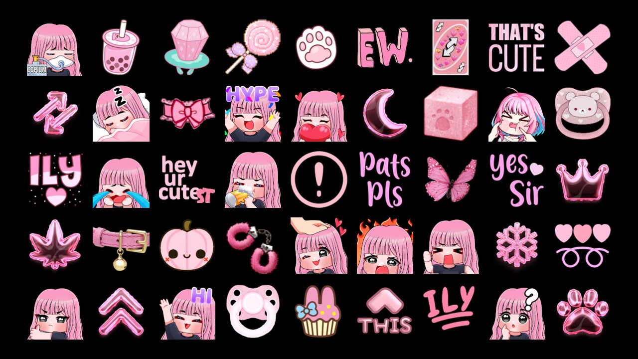 200 Pink Emotes Pack | Twitch Emotes | Discord Emotes | Cute Pink ...