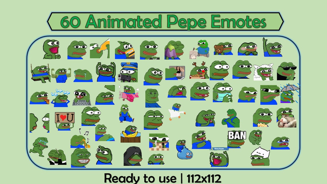 60 Animated Pepe Emotes Pack for Twitch and Discord #1 | Twitch Meme ...
