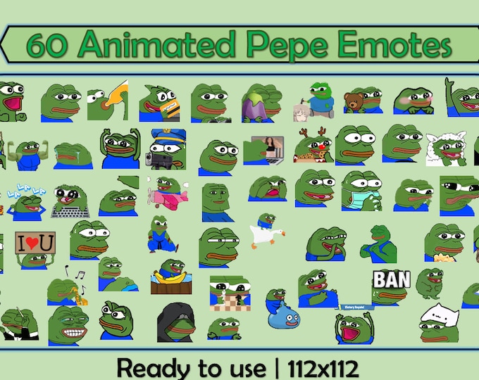60 Animated Pepe Emotes Pack for Twitch and Discord #1 | Twitch Meme ...