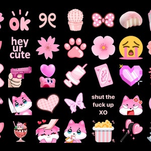 200 Pink Emotes Pack | Twitch Emotes | Discord Emotes | Cute Pink ...