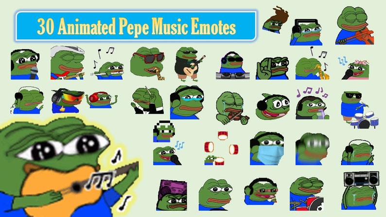 30 Animated Pepe Music Emotes Pack | Twitch Emotes | Discord Emotes ...