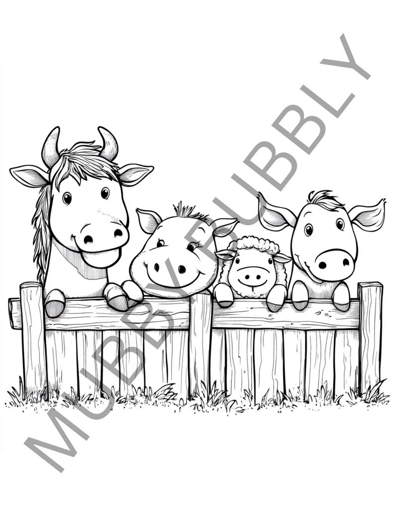 20 Farm Animal Children's Coloring Pages - Etsy