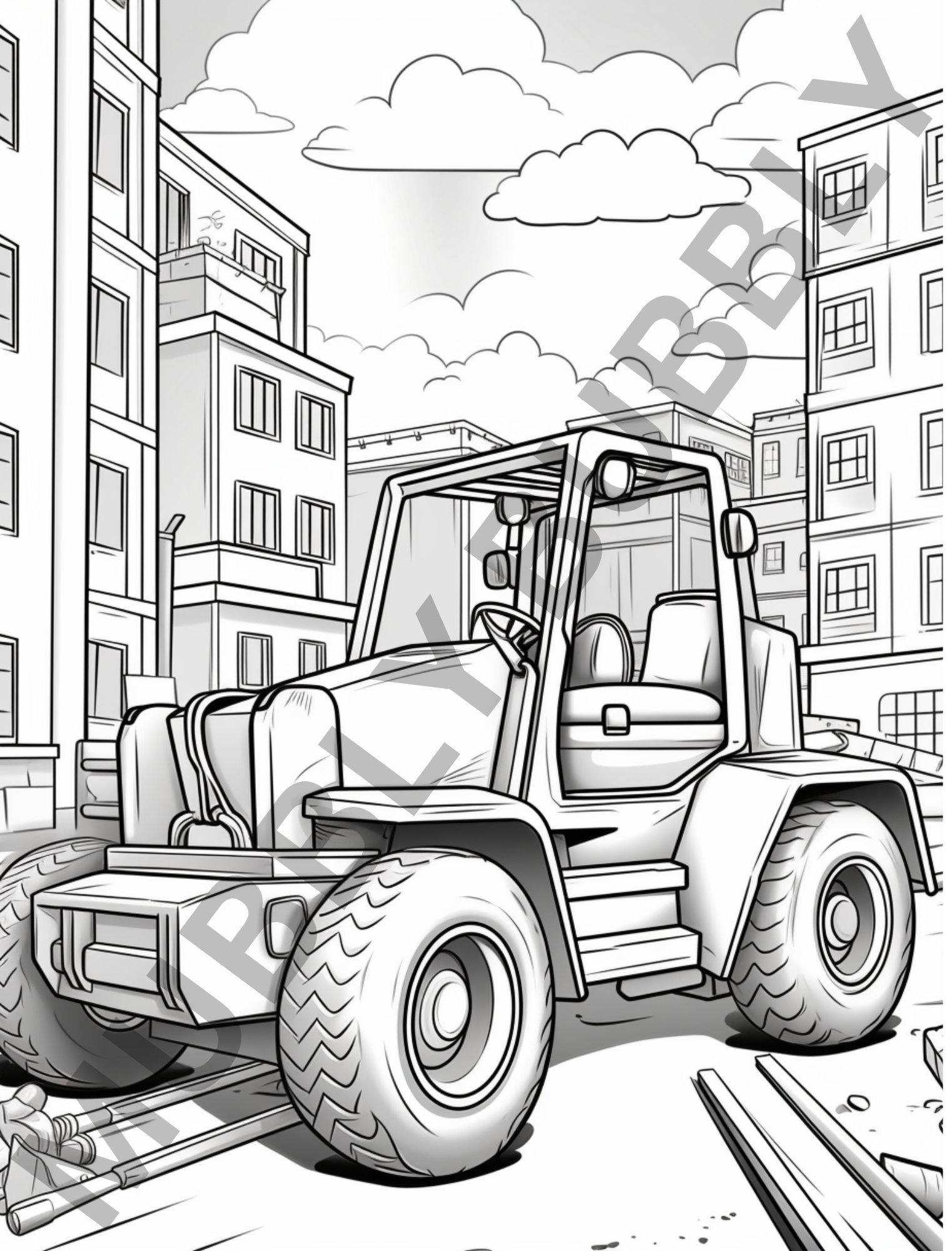 20 Page Children's Dirt Work Coloring Book, Activity Book, Printable ...