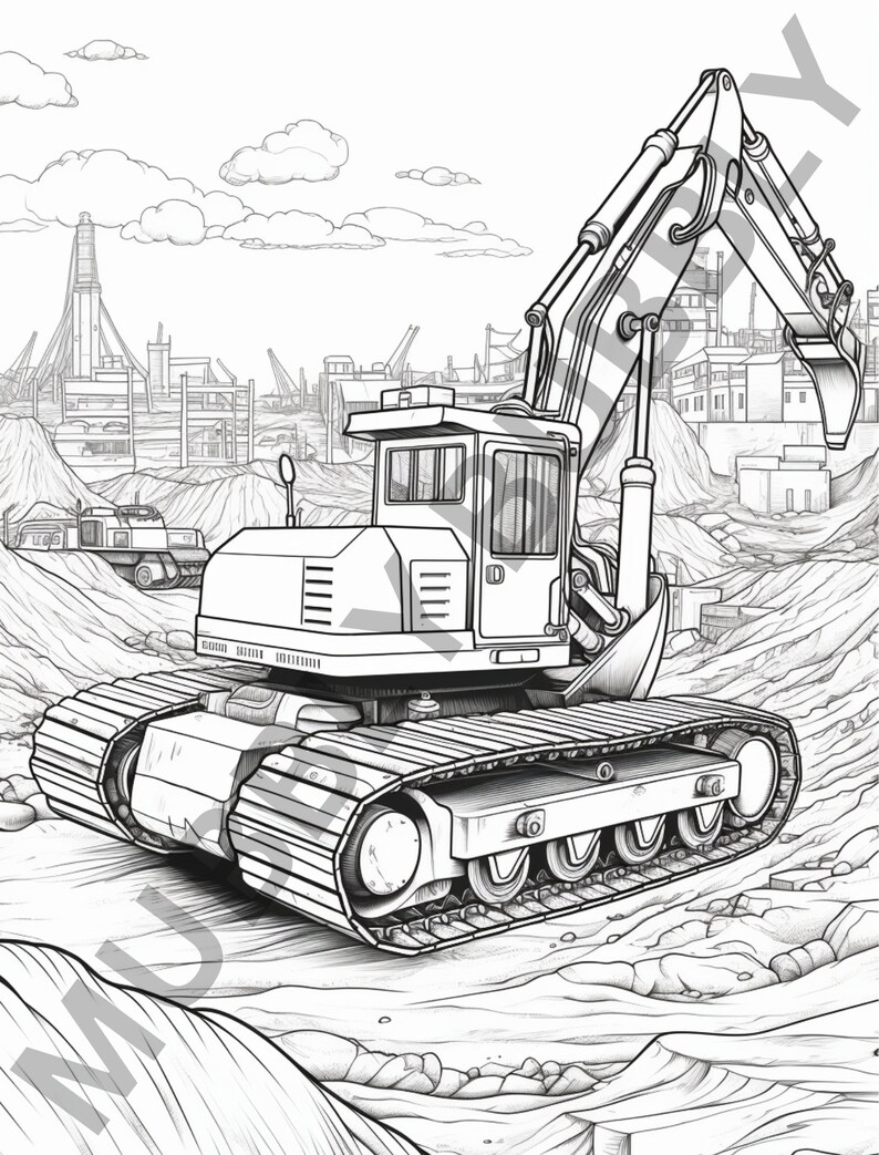 20 Page Children's Dirt Work Coloring Book, Activity Book, Printable ...