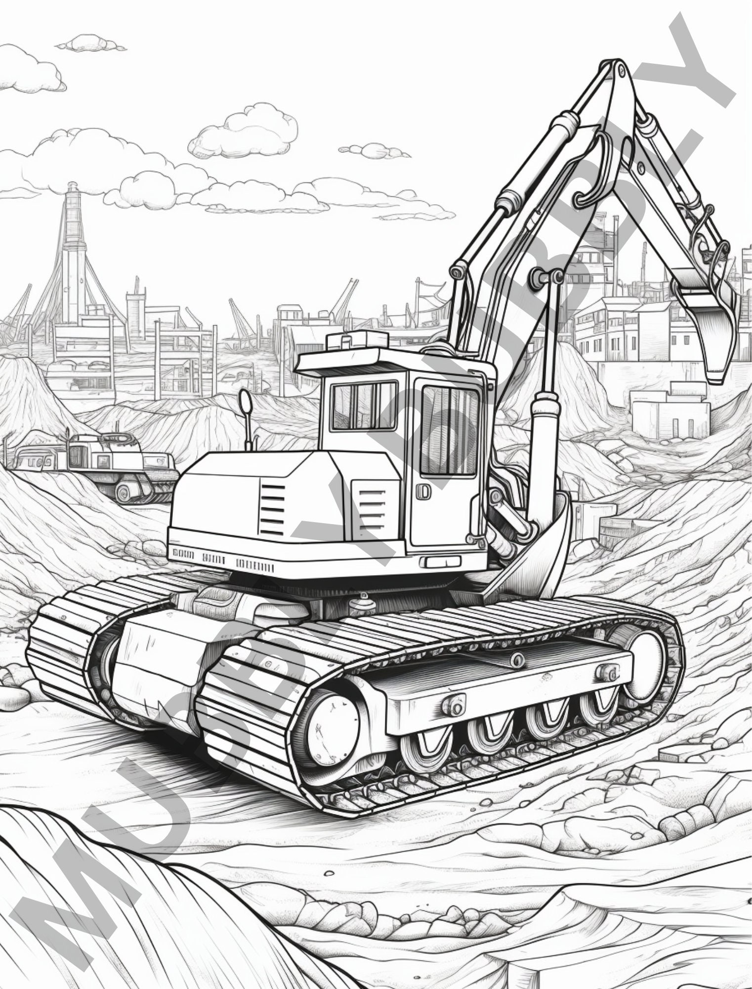 20 Page Children's Dirt Work Coloring Book, Activity Book, Printable ...