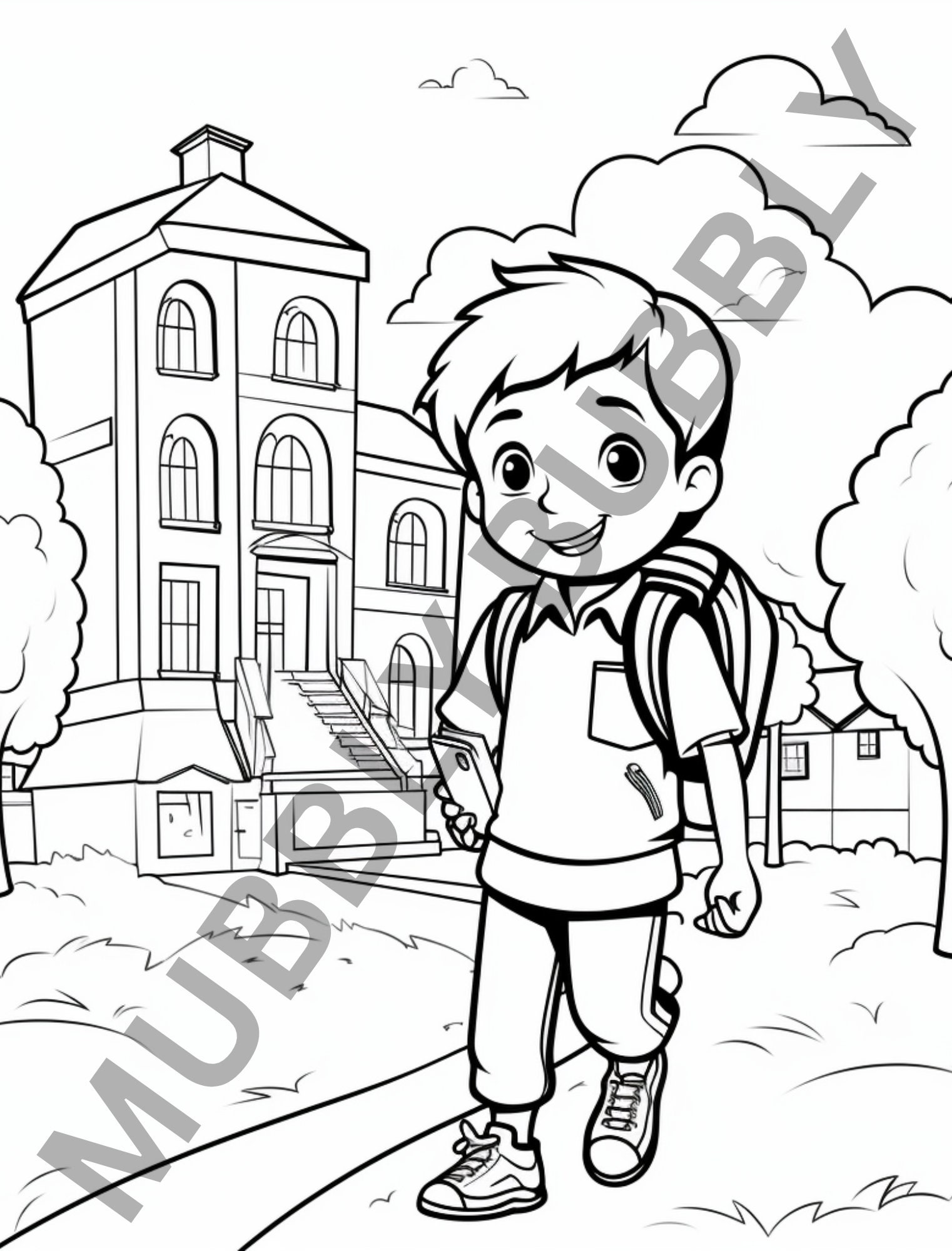 20 Page Children's School Coloring Book, Activity Book, Printable ...