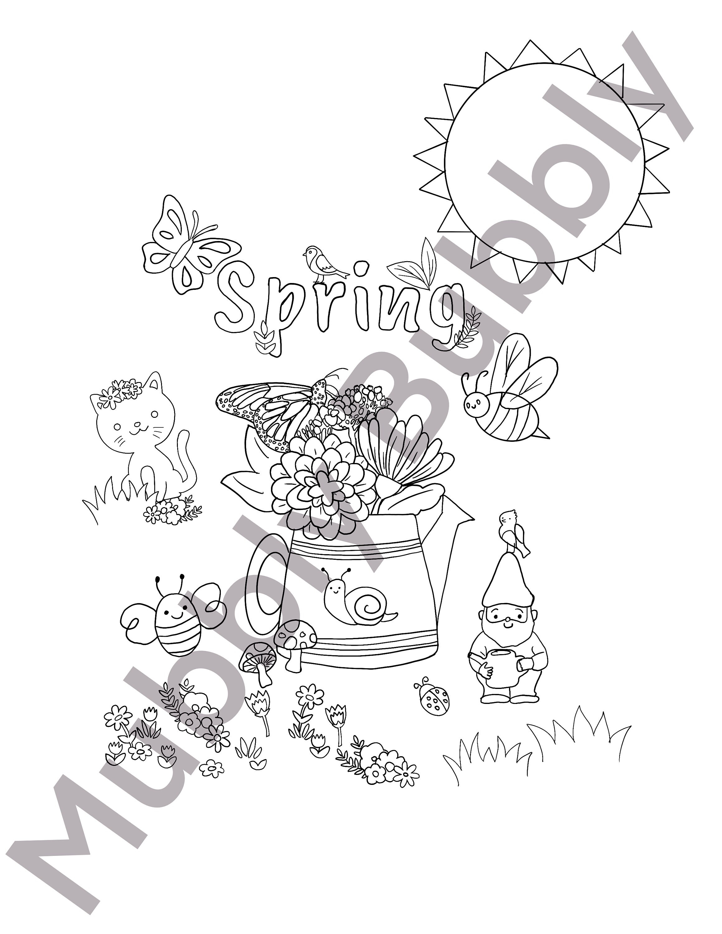 10 Spring Coloring Pages Digital Download - Etsy