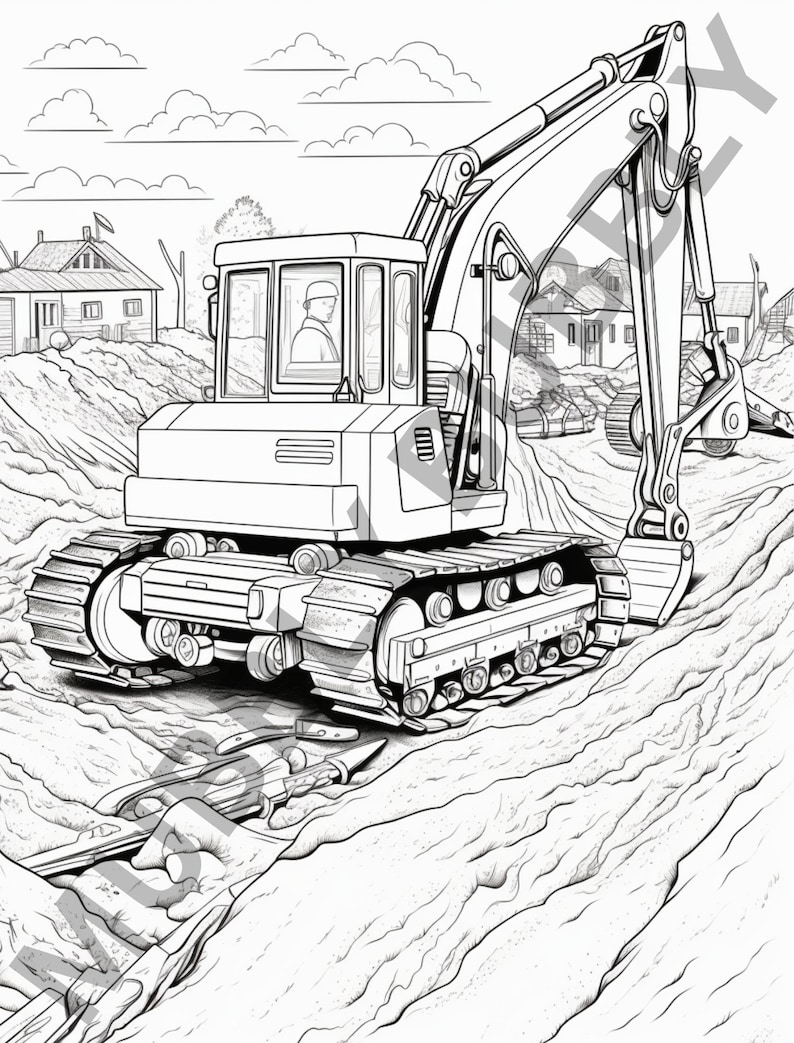 20 Page Children's Dirt Work Coloring Book, Activity Book, Printable ...