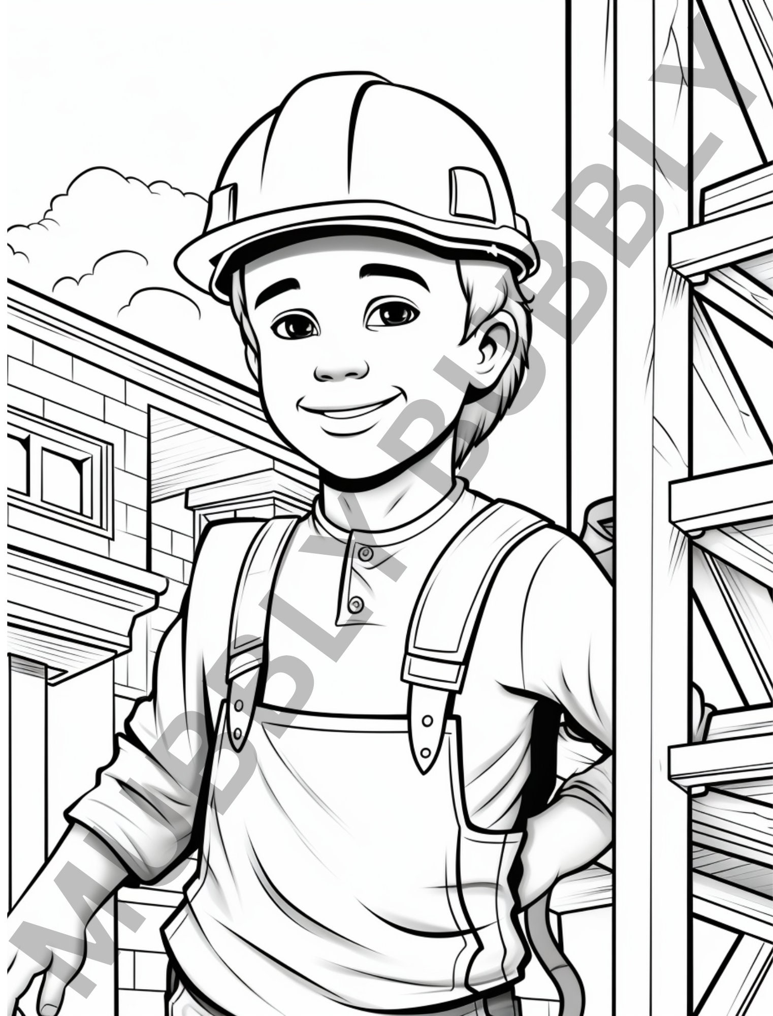 20 Page Children's Dirt Work Coloring Book, Activity Book, Printable ...