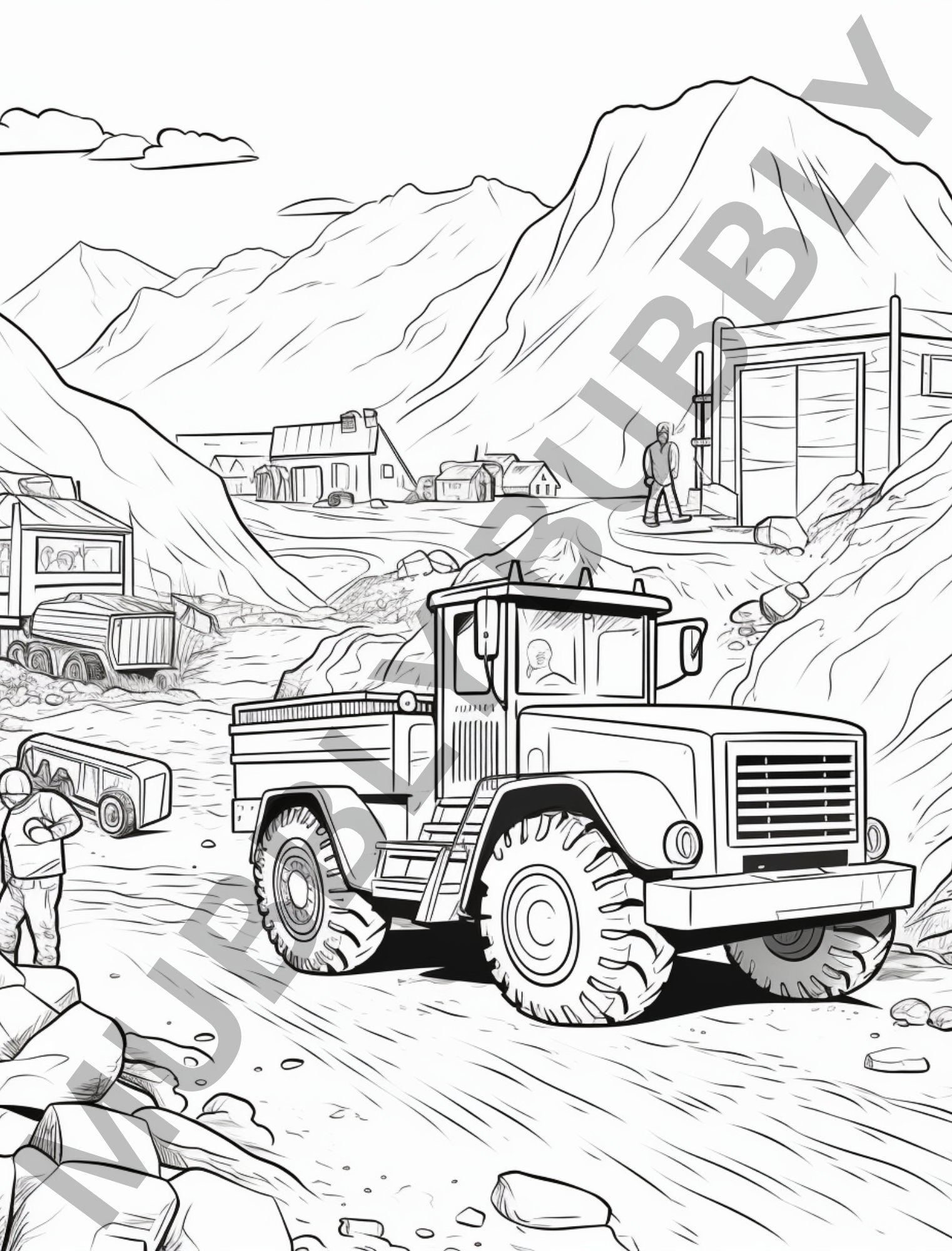 20 Page Children's Dirt Work Coloring Book, Activity Book, Printable ...