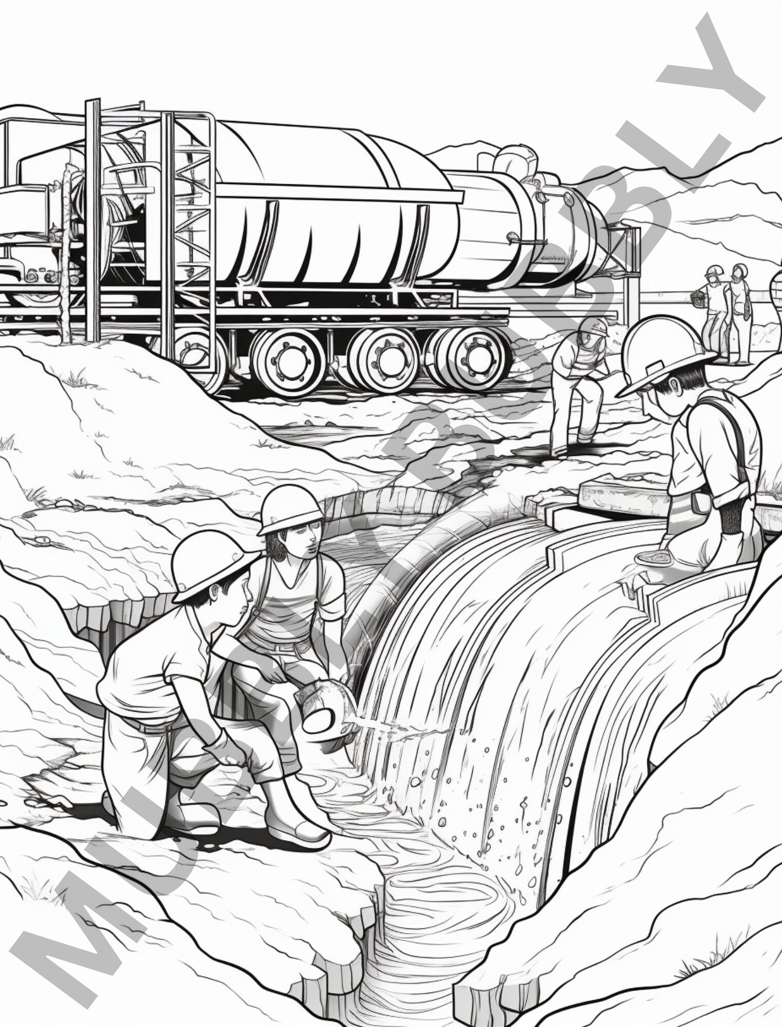 20 Page Children's Dirt Work Coloring Book, Activity Book, Printable ...