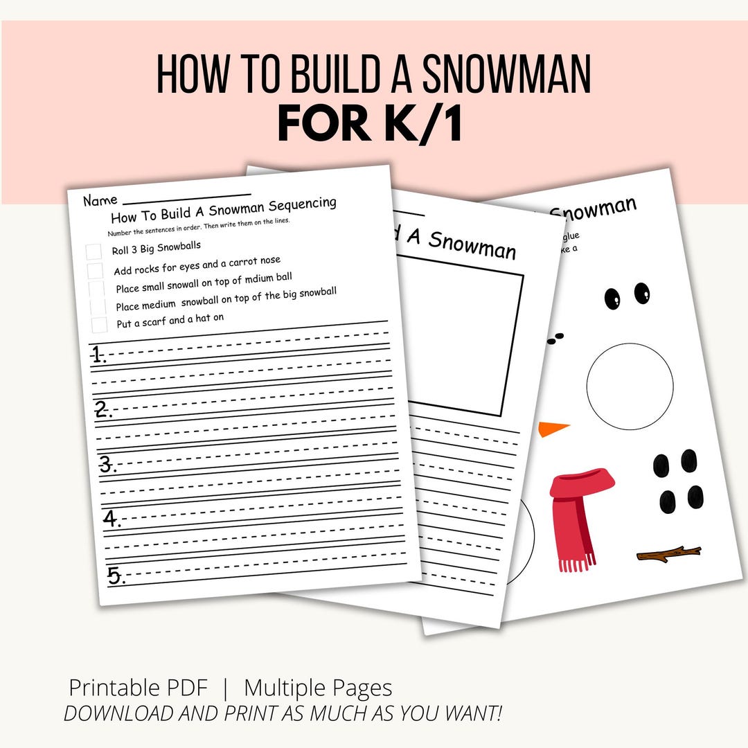 Snowman Activity Ideas for Kindergarten First Grade Snow Themed ...