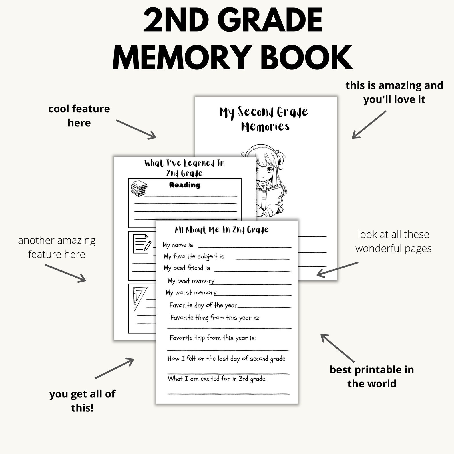 Second Grade Memory Book, End of Year Activities, 2nd Grade Memory Book ...