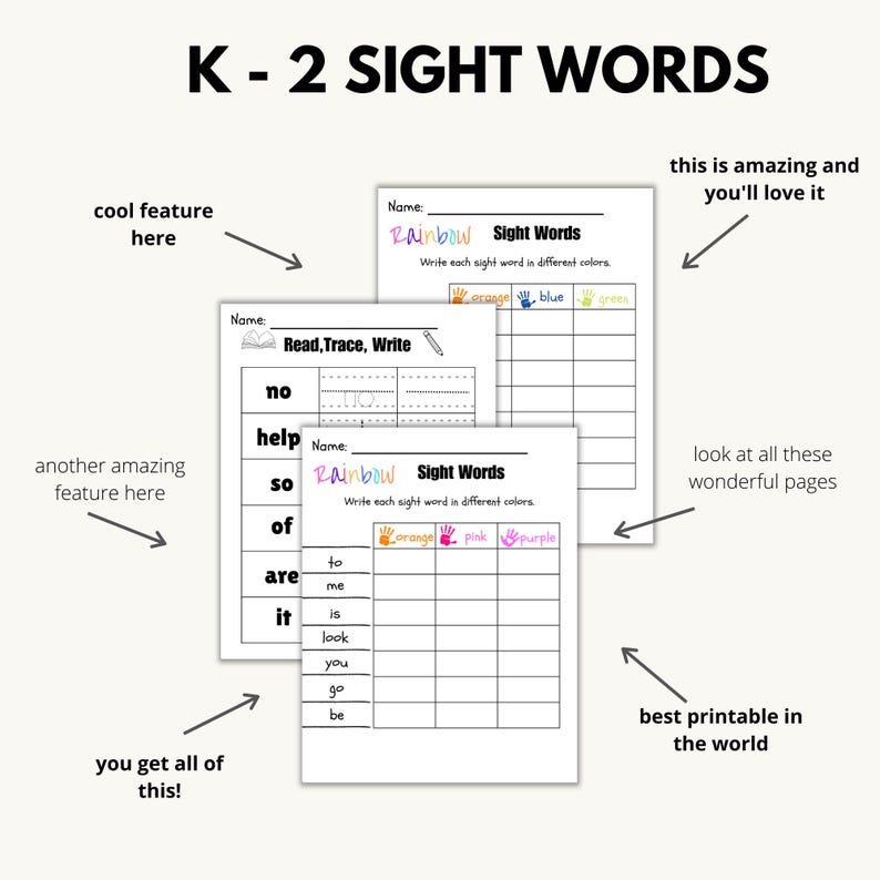 Sight Words K-2, Rainbow Write, ELA, ENL - Etsy