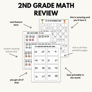2nd Grade Summer Math Review Packet: Skills Practice (PDF) - Etsy