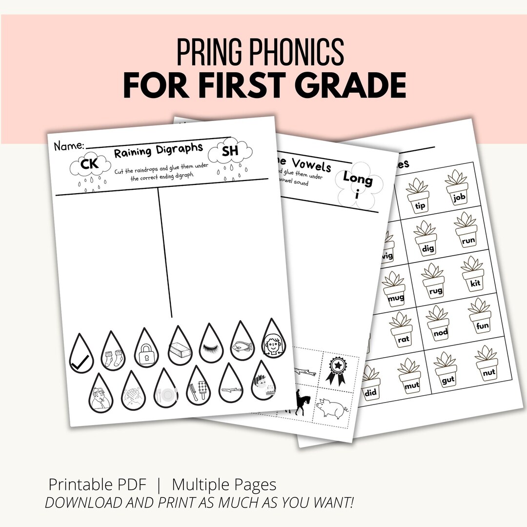 Spring Phonis First Grade, Digraph Sort, Vowel Sort, First Grade ...