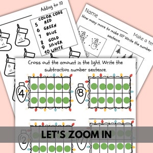 Holiday Adding and Subtracting Within 10, Christmas Adding and ...