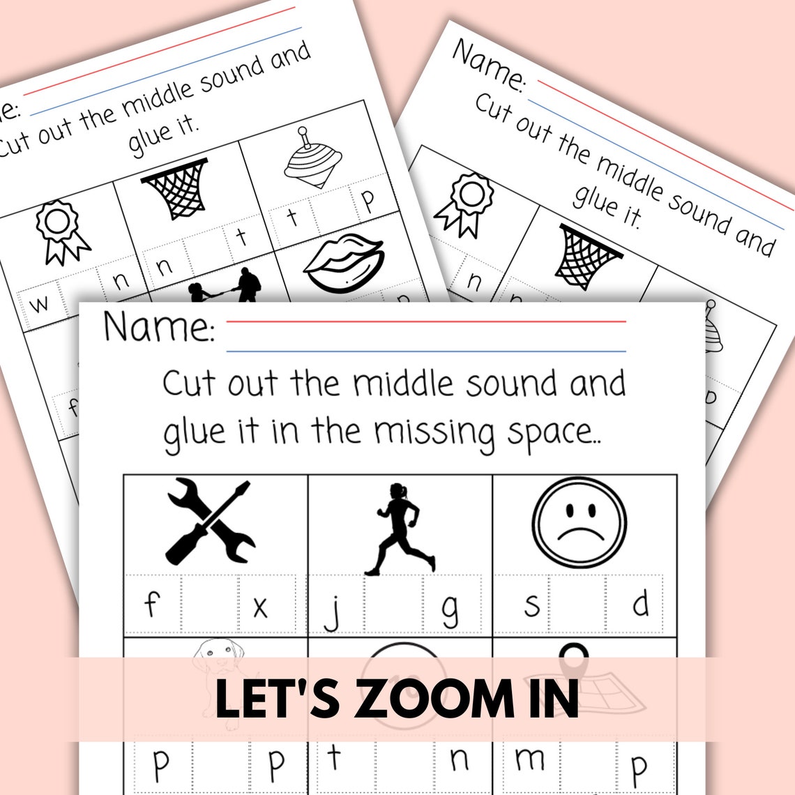 Cvc Middle Sound, Fill in the Vowel, Missing Letter, Short Vowel Sound ...