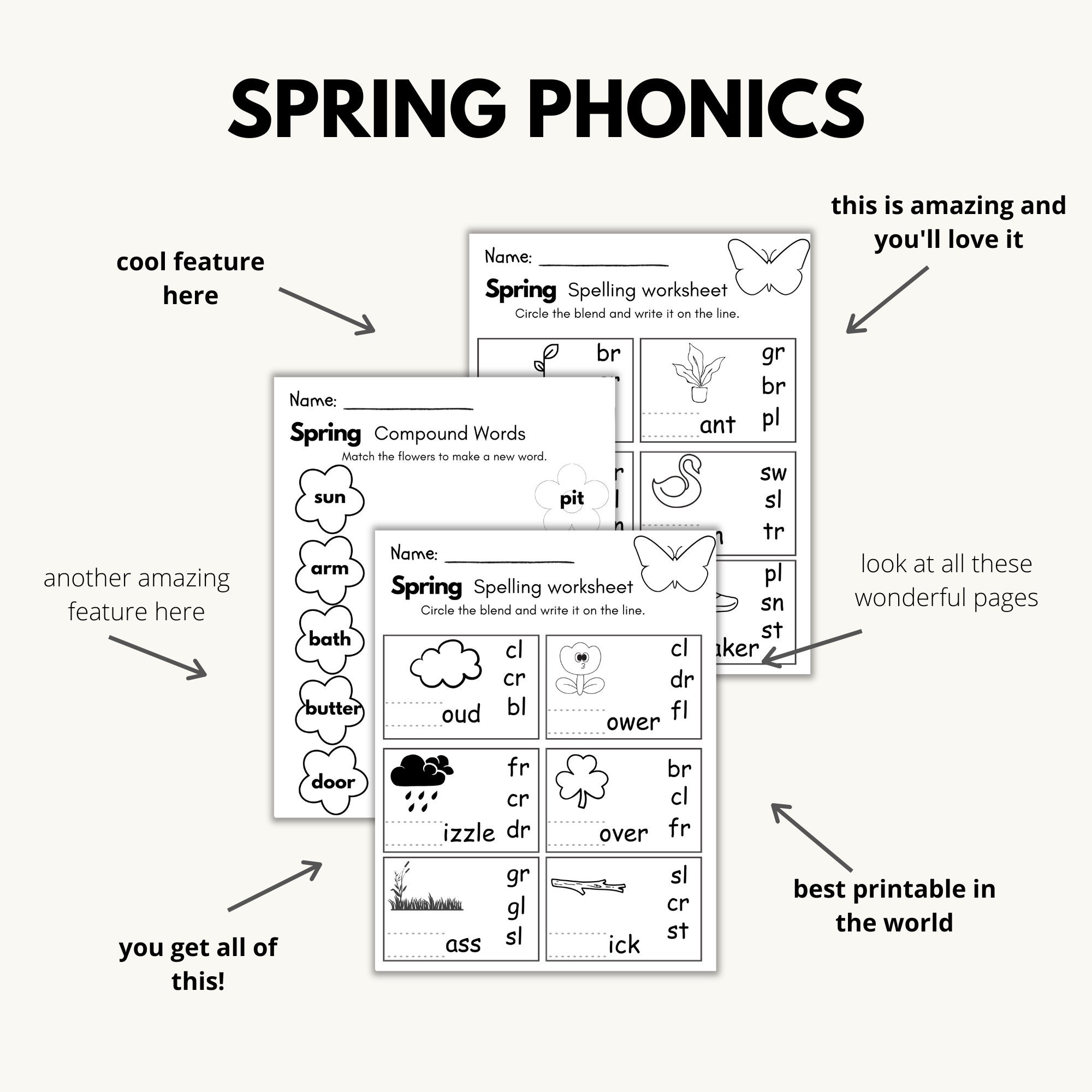 Spring Worksheets Pdf, Spring Printable for First Grade, Educational ...