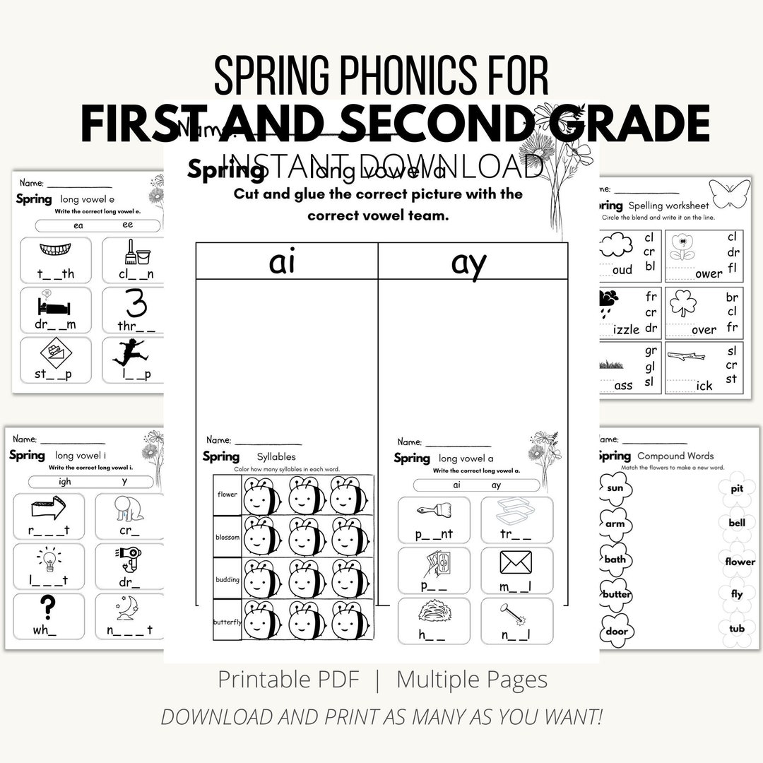 Spring Worksheets Pdf, Spring Printable for First Grade, Educational ...