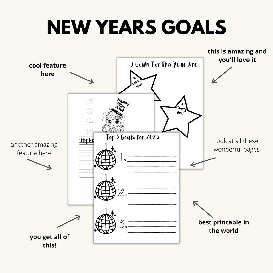 New Years Goal Setting for Kids, Resolutions, New Years Writing Prompts ...