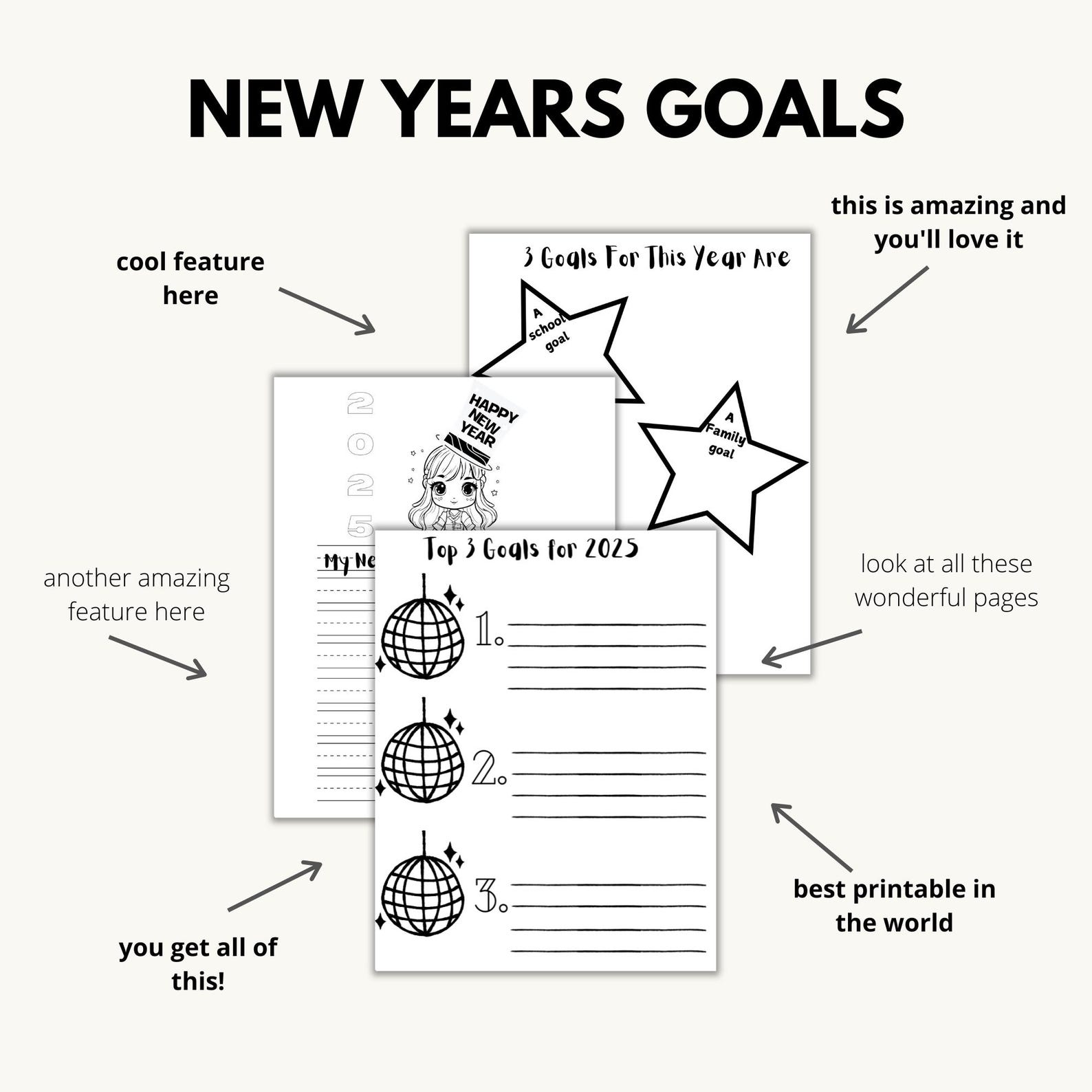 New Years Goal Setting for Kids, Resolutions, New Years Writing Prompts ...