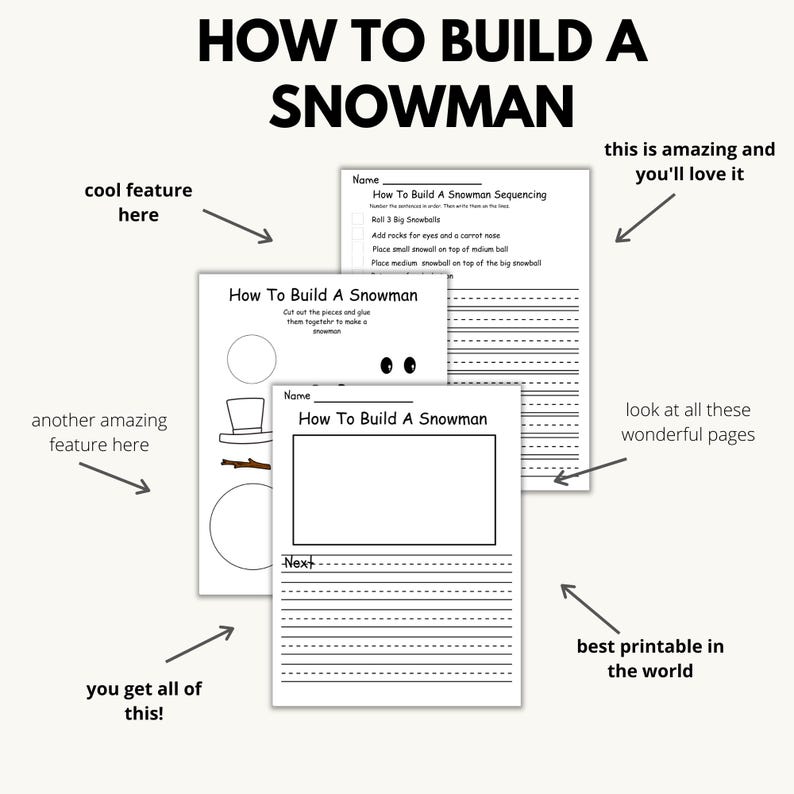 How to Build a Snowman Writing Procedural Writing Kindergarten Snowman ...