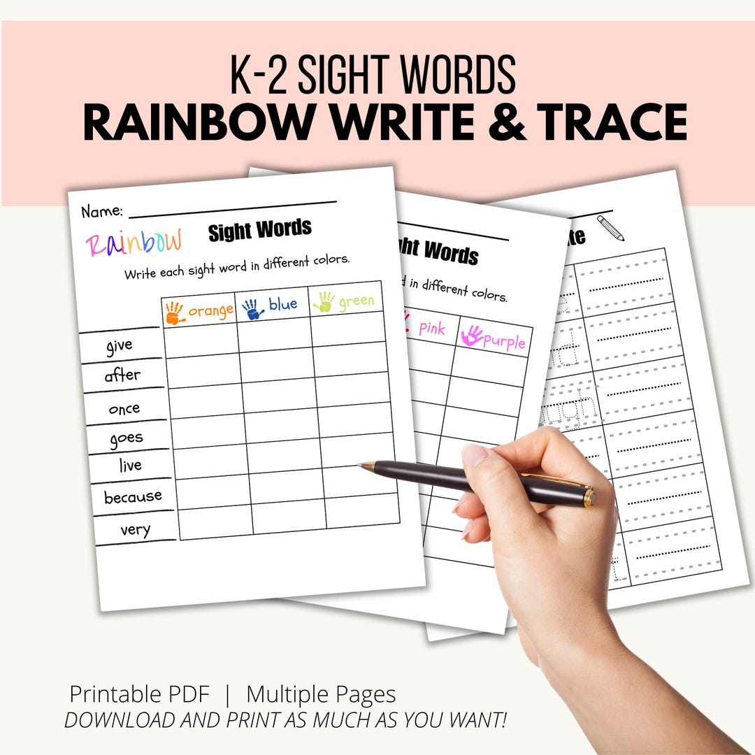 Sight Words K-2, Rainbow Write, ELA, ENL - Etsy