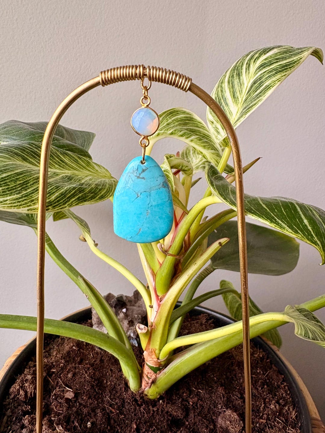 Opal & Turquoise Raindrop Trellis for Houseplants, Plant Trellis ...