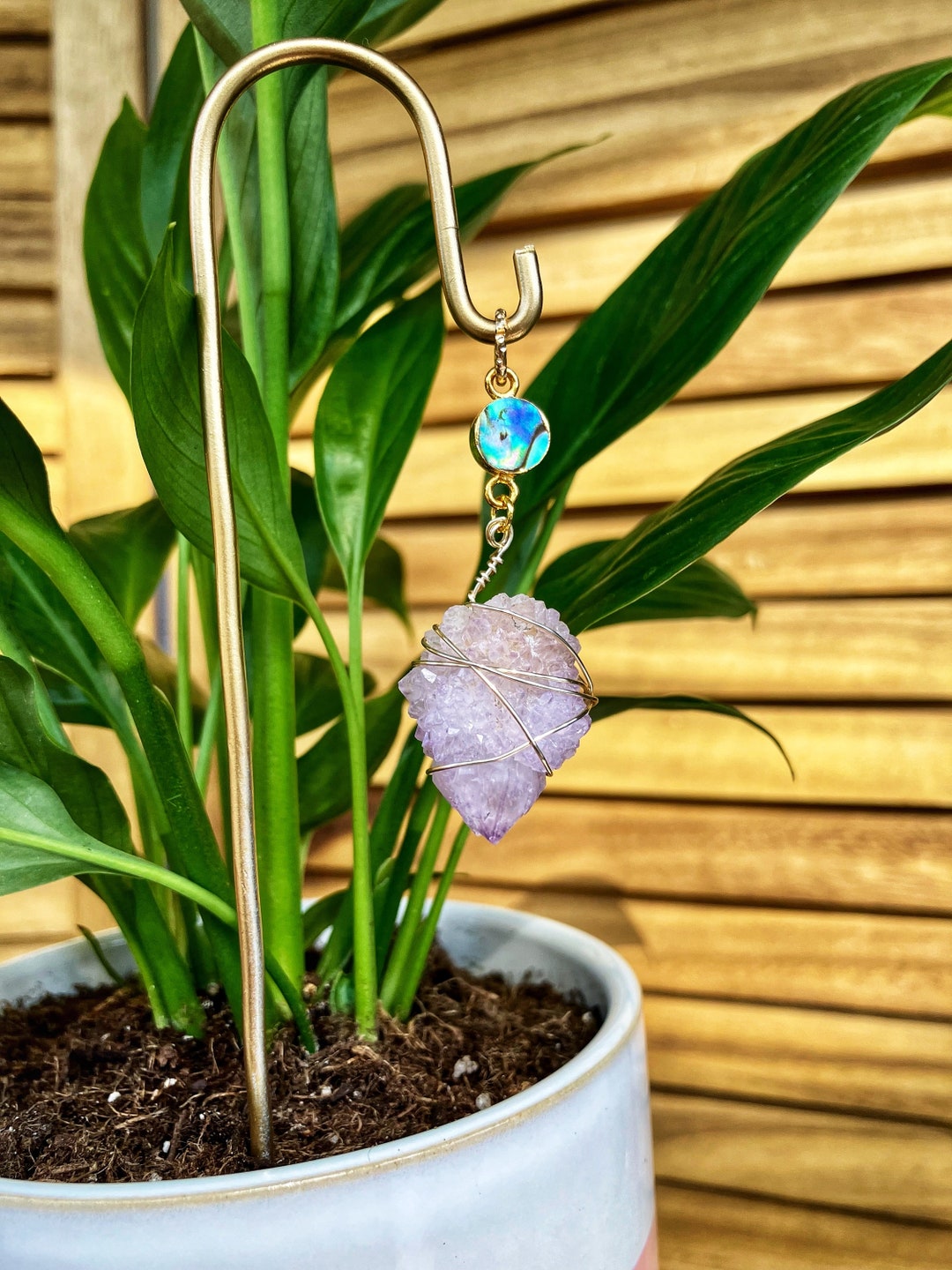 Spirit Quartz Abalone Plant Stake, Plant Accessories, Plant Stake ...