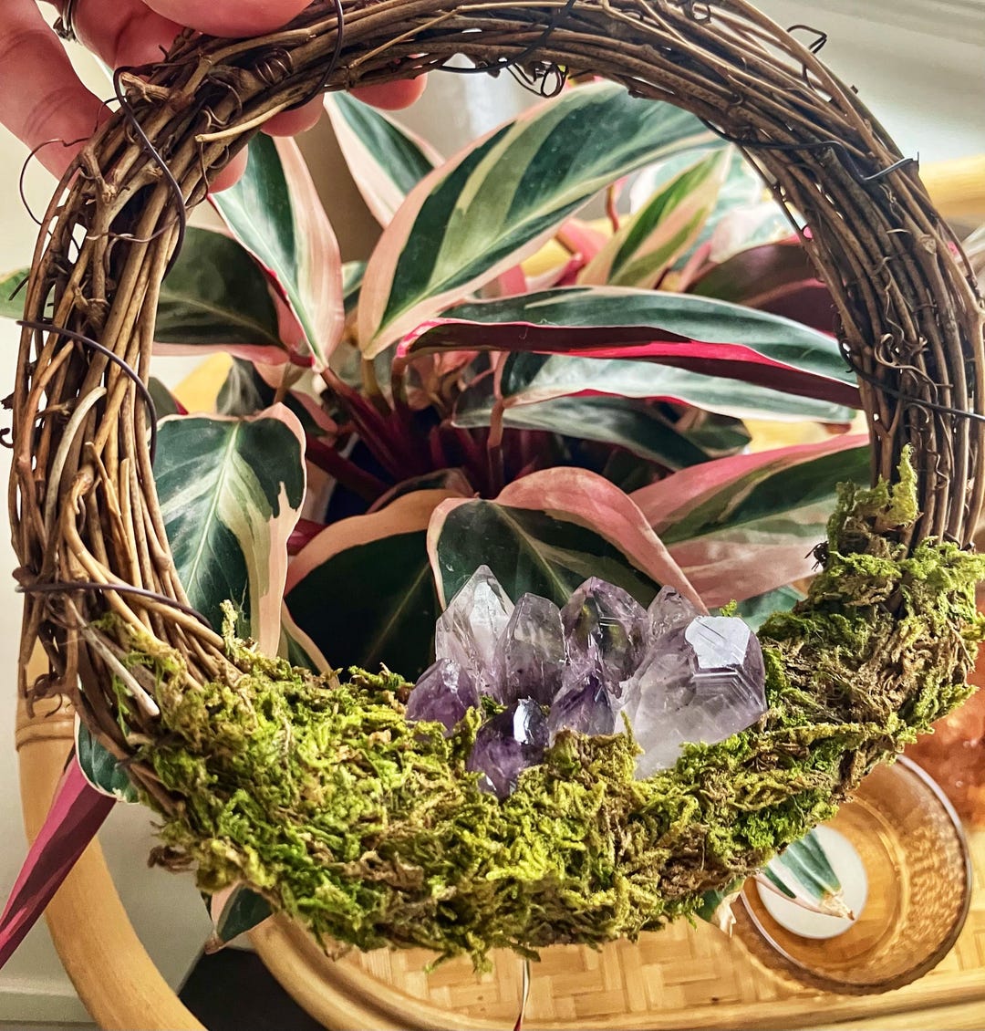 Amethyst Crystal Wreath, Boho Wall Decor, Crystal Wall Decor ...