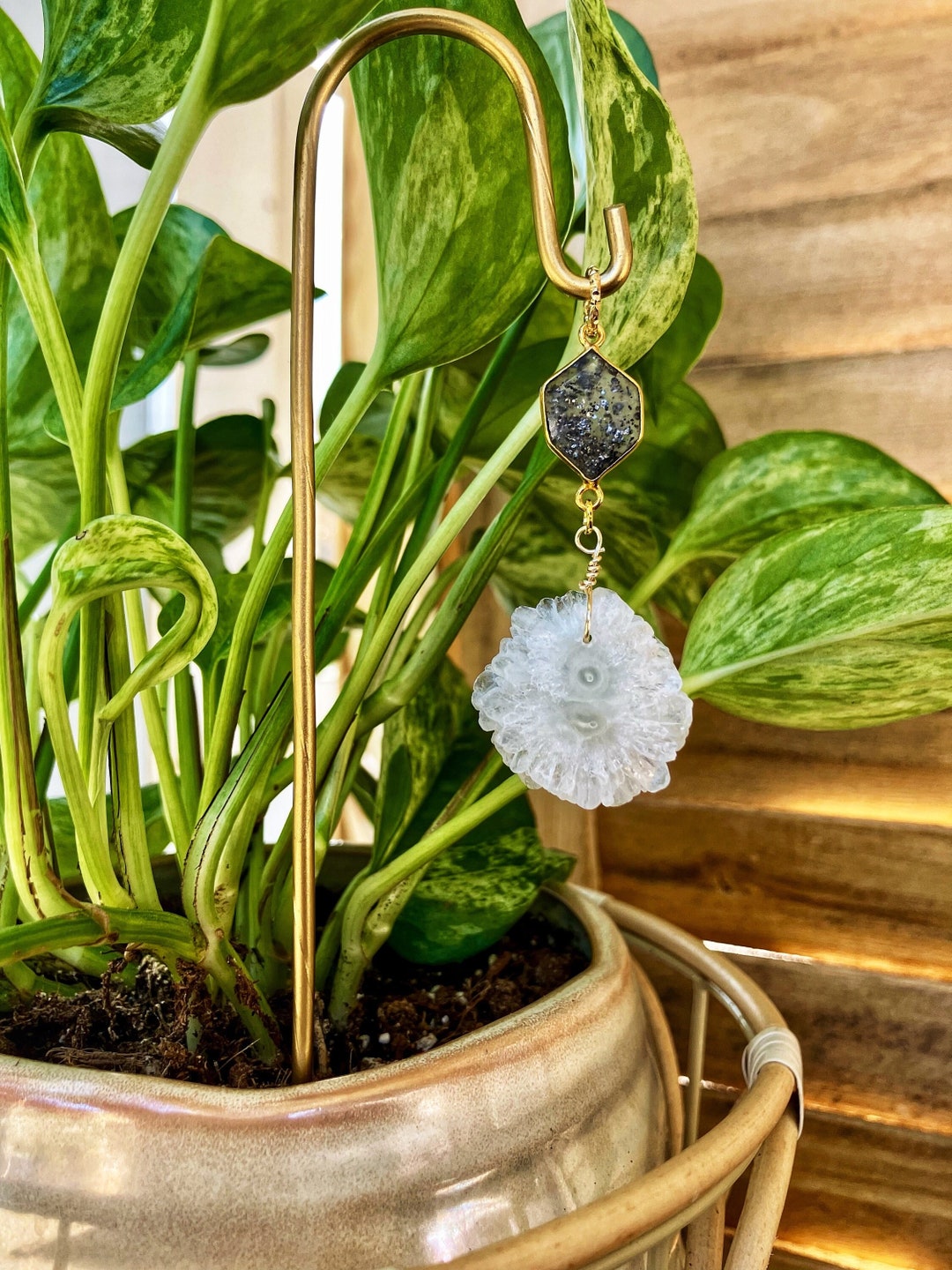 Black Sunstone/stalactite Plant Stake, Houseplant Decor, Fairy Garden ...