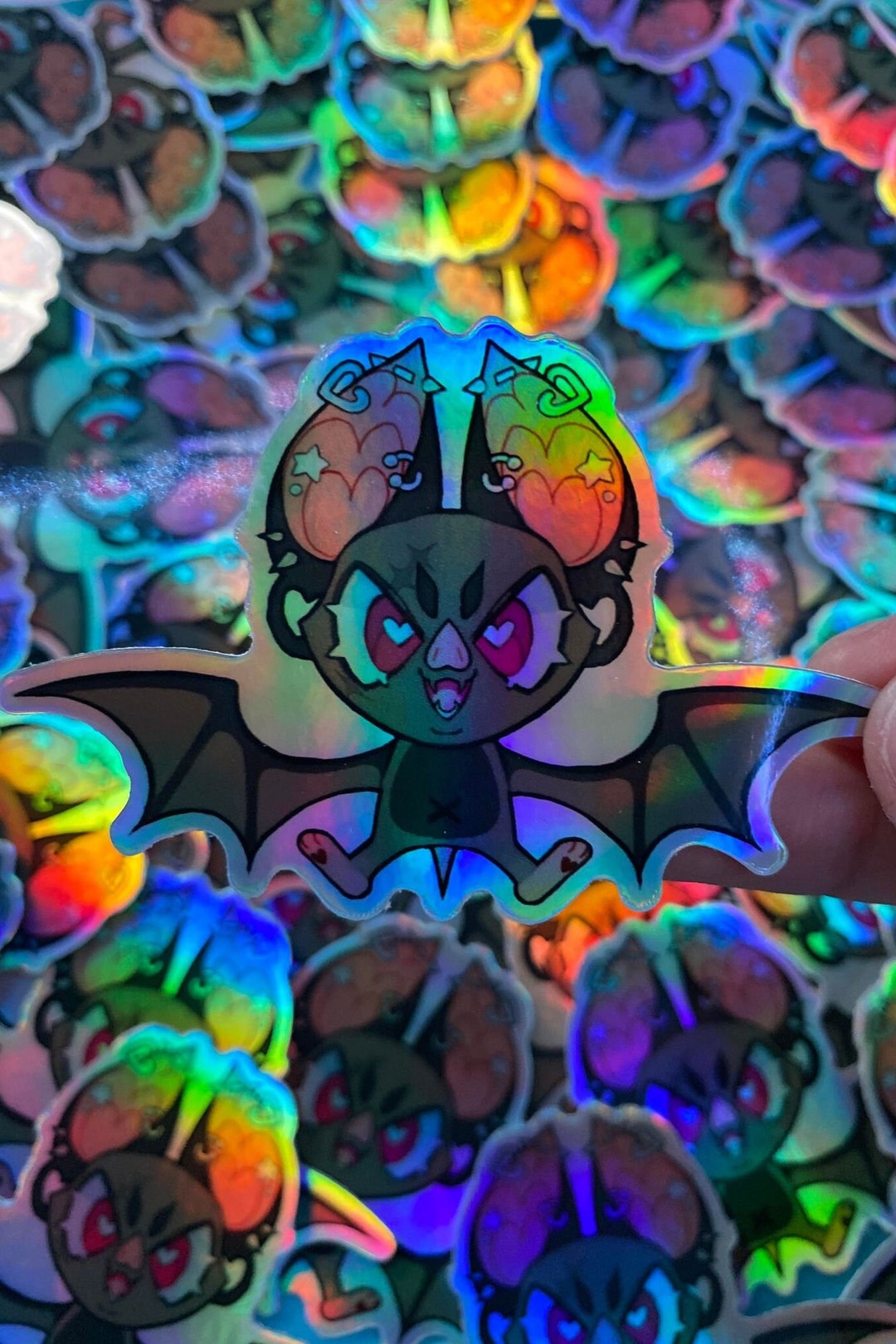 Fuscus Sugar Bat Vinyl Holographic Sticker, Original Design Sticker ...