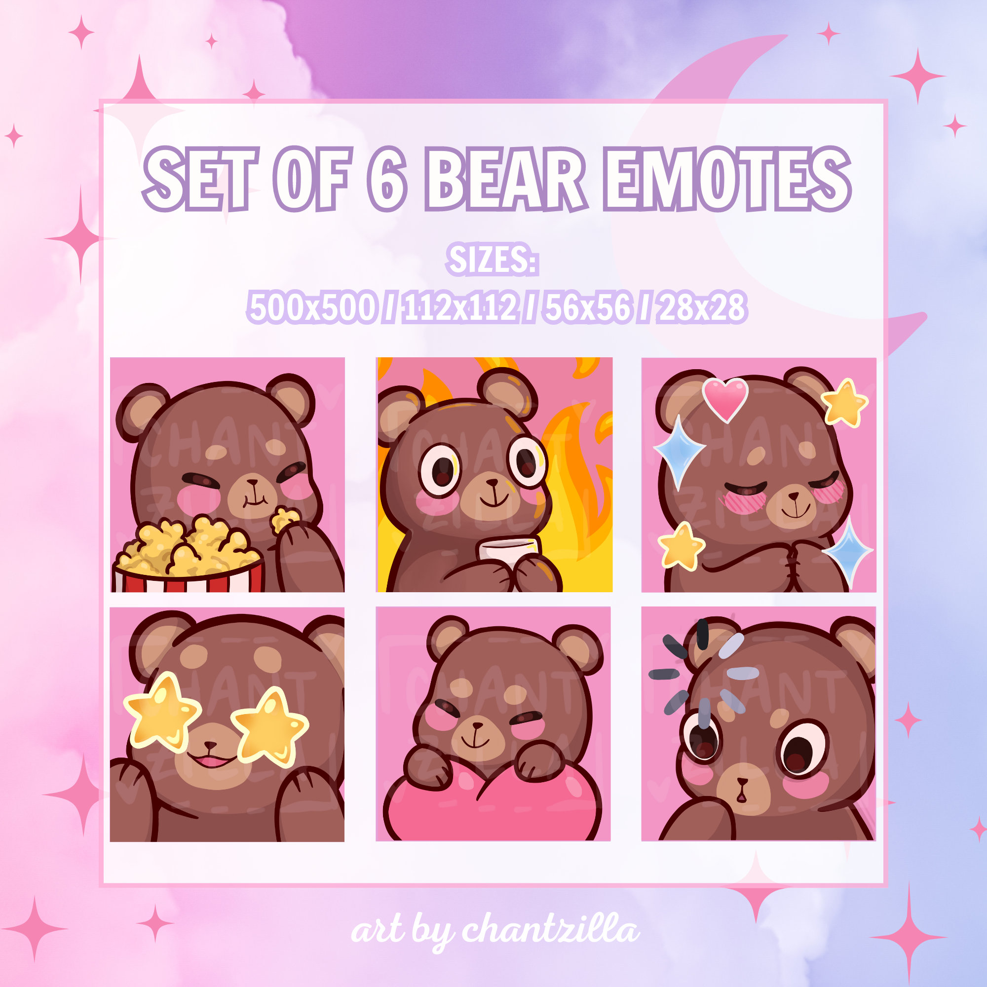 Bear Emotes | Set of Six (6) | Sticker | Twitch Streaming | Discord ...