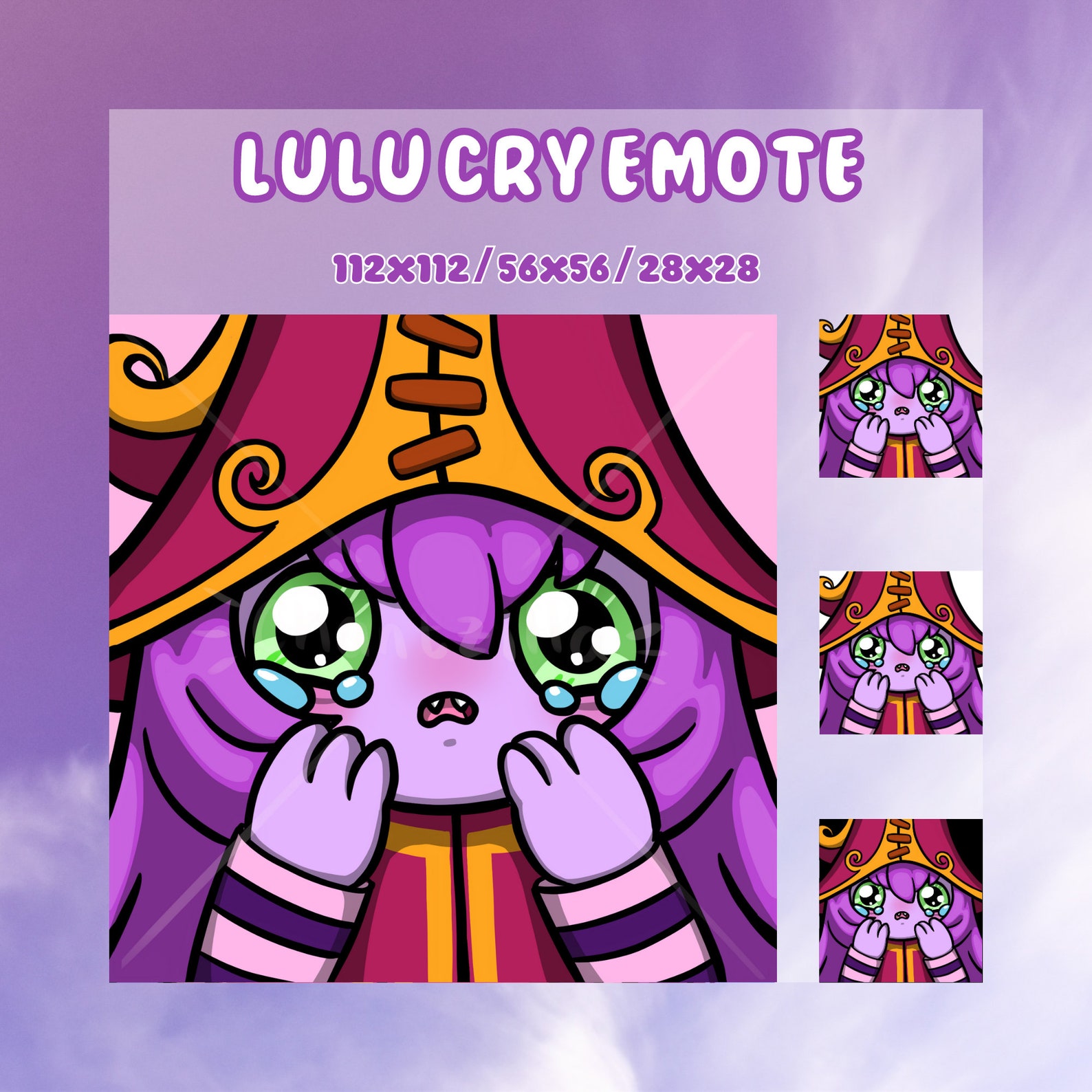 League of Legends Lulu Emote | Cry Emote | Sad | Sticker | Twitch ...