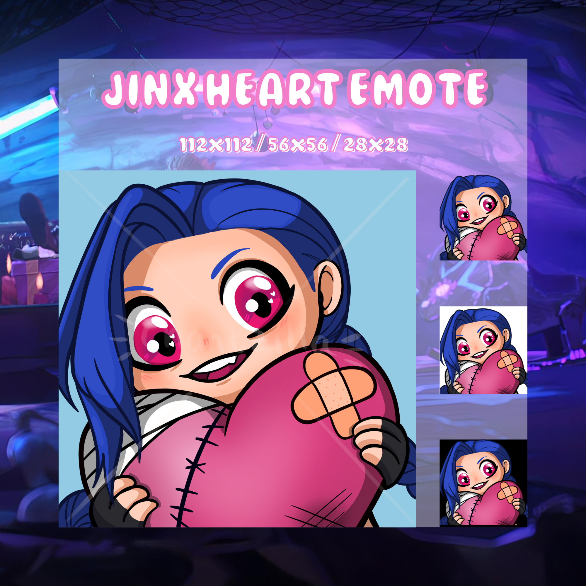 League of Legends Jinx Heart Emote | Sticker | Twitch Streaming ...