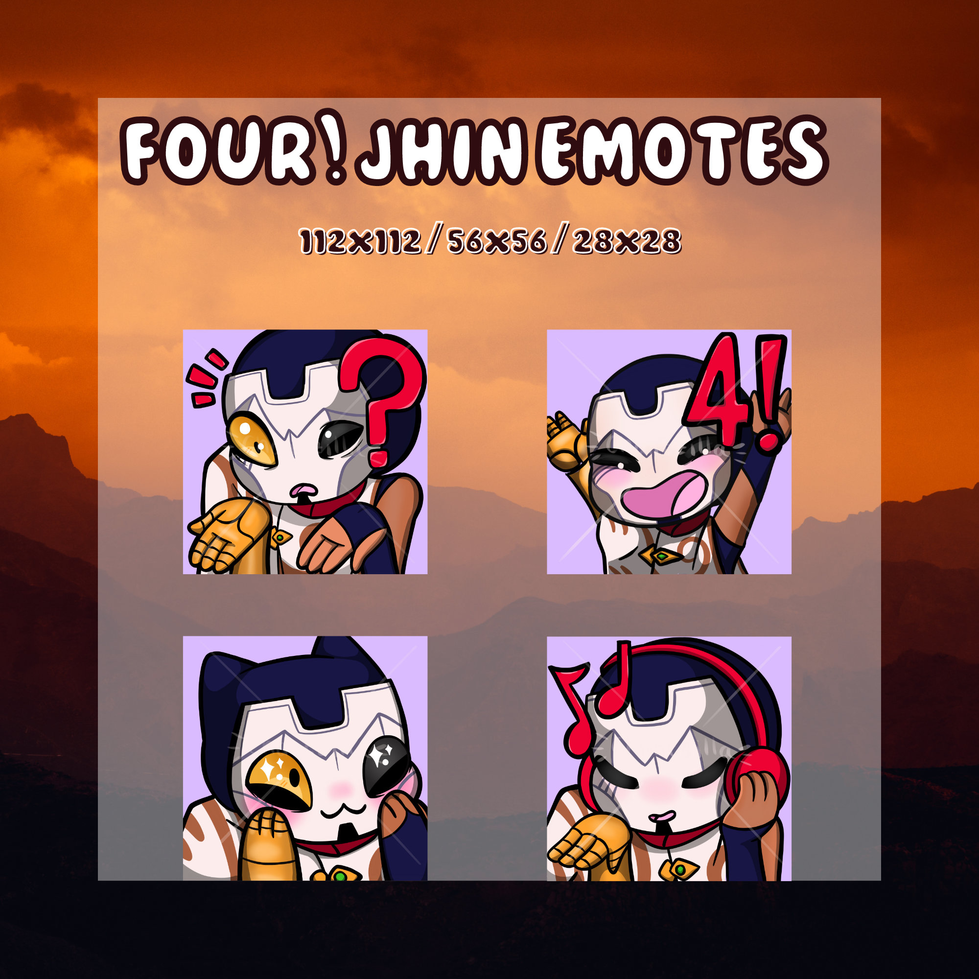 League of Legends Jhin Set of FOUR! Emotes | Sticker | Twitch Streaming ...