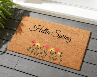 Wildflower Door Mat, Spring Doormat, Cute Spring Porch Decor, Floral ...