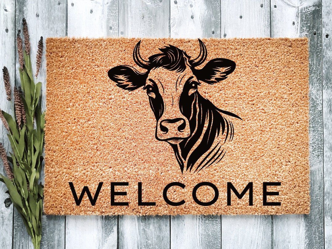 Cow Welcome Mat, Farmhouse Doormat, Farm Animal Welcome Mat, Farm ...