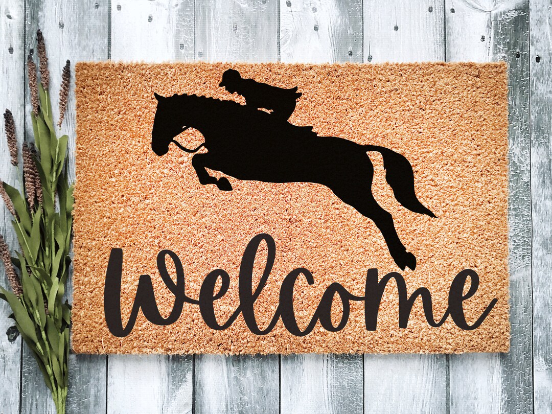 Show Jumping Welcome Mat, Horse Jumping Doormat, Horse Doormat, Farm ...